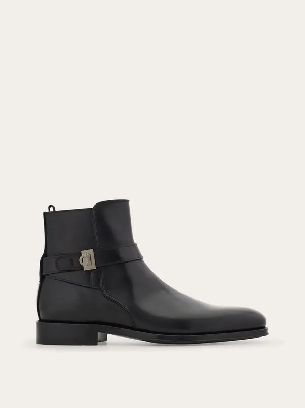 FERRAGAMO Ankle Boot With Hug Buckle - Black