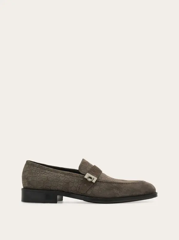 FERRAGAMO Loafer With Hug Buckle - Grey