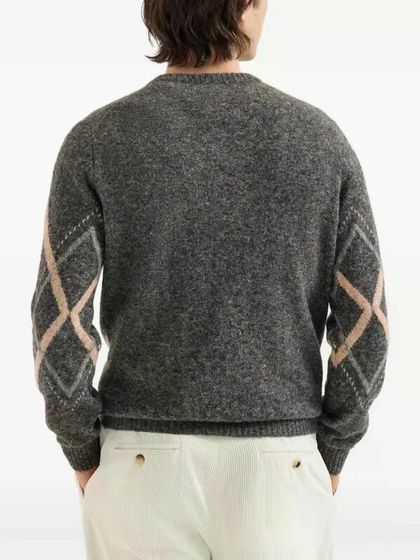 Brunello Cucinelli Alpaca, Cashmere And Wool With Argyle Intarsia Sweater