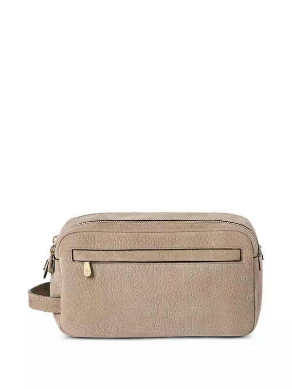 Brunello Cucinelli Textured Nubuck Beauty Case With Double Zipper - Neutrals