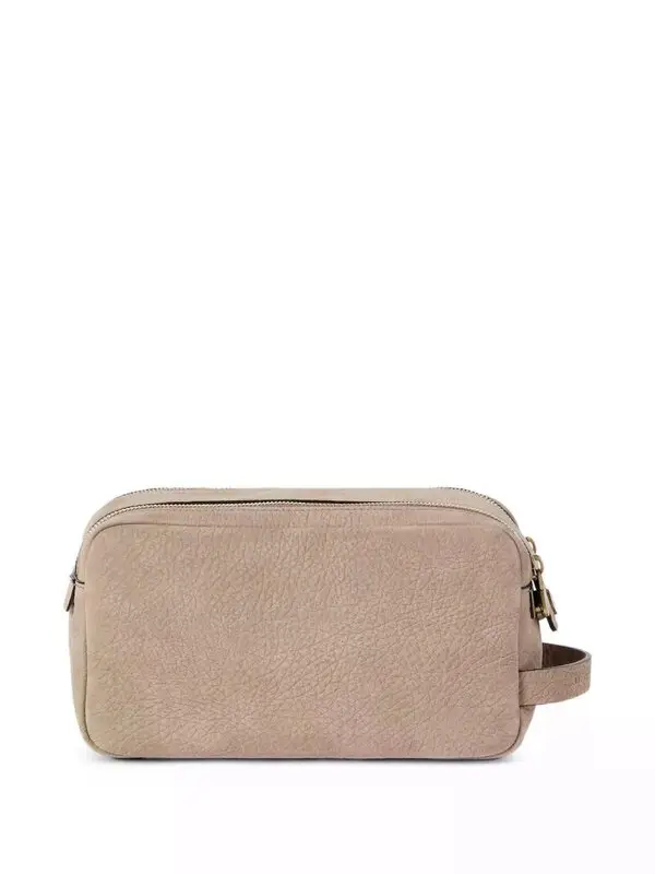 Brunello Cucinelli Textured Nubuck Beauty Case With Double Zipper - Neutrals