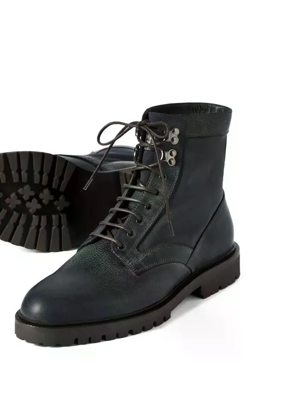 Brunello Cucinelli Aged Calfskin And Waxed Nylon Boots