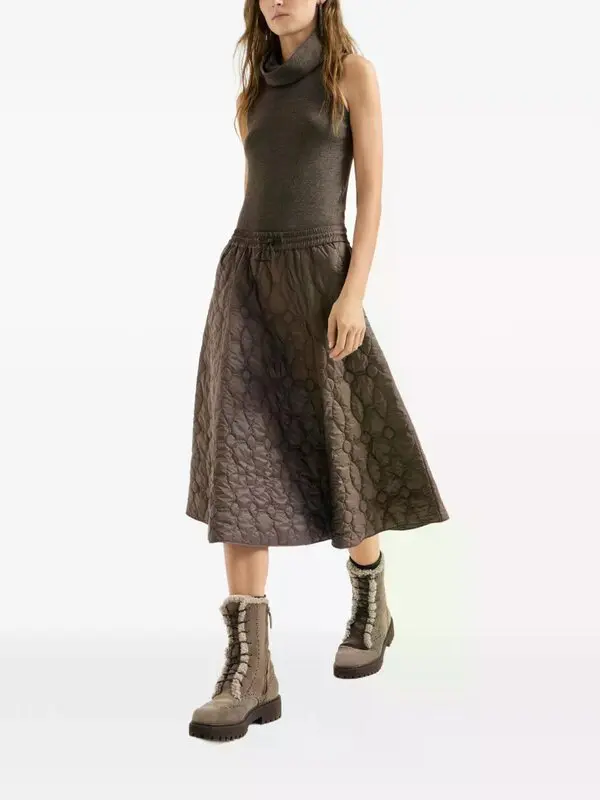 Brunello Cucinelli Quilted Matte-finish Midi Skirt