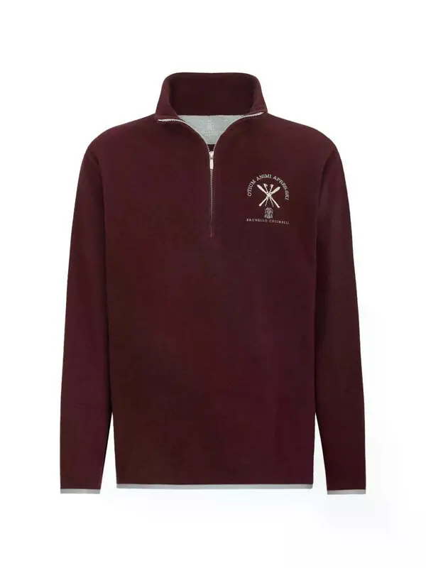 Brunello Cucinelli Techno Cashmere And Cotton Sweatshirt With Half Zip