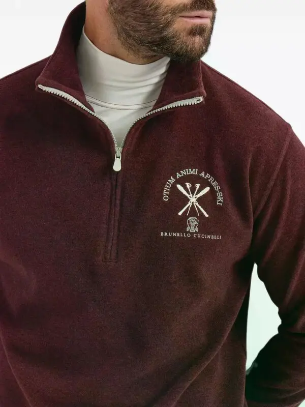 Brunello Cucinelli Techno Cashmere And Cotton Sweatshirt With Half Zip