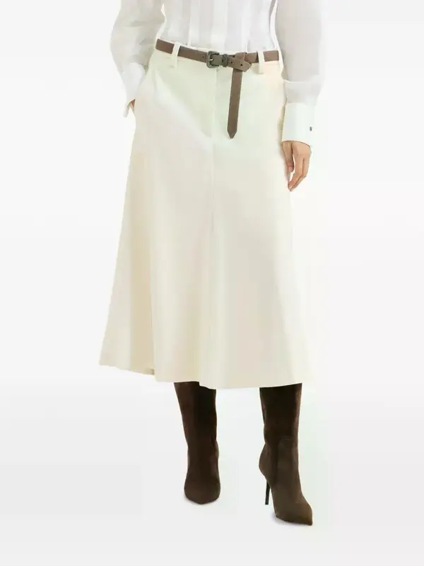 Brunello Cucinelli Comfort Virgin-wool Gabardine Flute Skirt With Monili