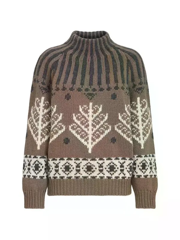 Brunello Cucinelli Cashmere-and-mohair Nordic-heritage High-neck Sweater - Brown