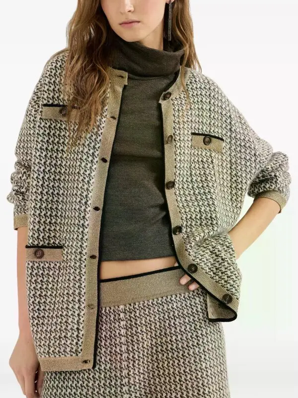 Brunello Cucinelli Houndstooth Cardigan