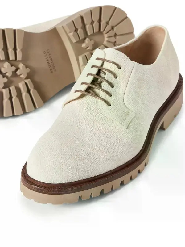Brunello Cucinelli Textured-suede Derby Shoes