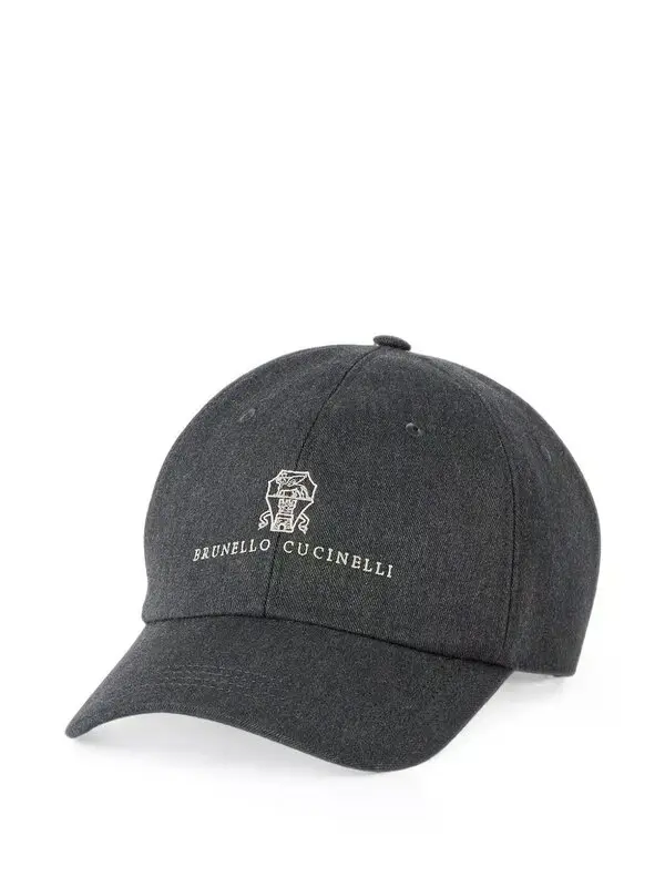 Brunello Cucinelli Cotton And Virgin-wool Gabardine Baseball Cap With Embroidered Logo - Grey