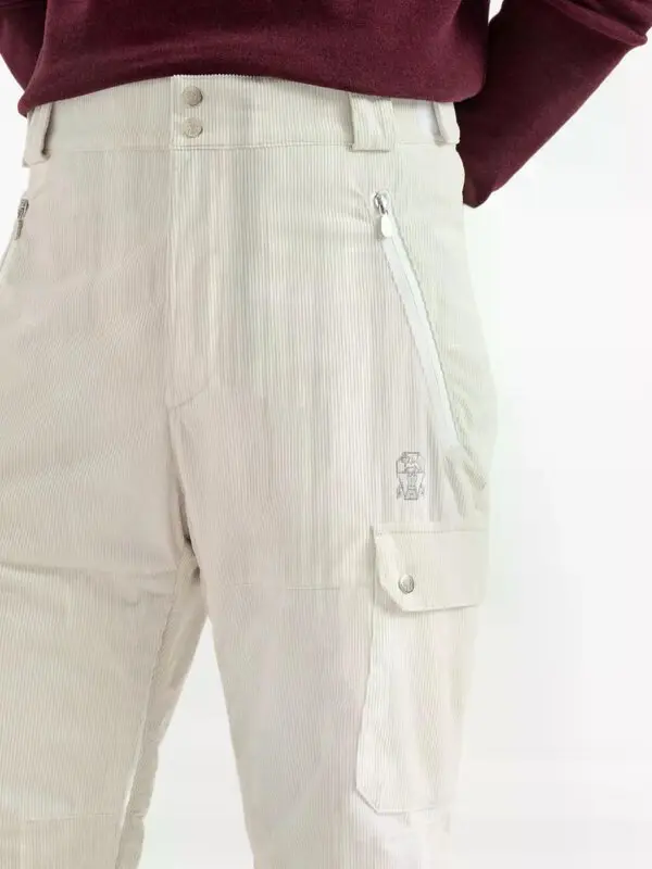 Brunello Cucinelli Bonded Corduroy Mountain Trousers With Thermore® Padding, Cargo Pockets And Logo