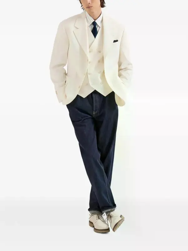 Brunello Cucinelli Virgin Wool And Cotton Chevron Tailor Blazer