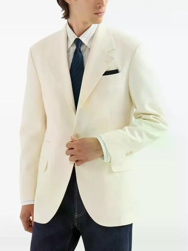 Brunello Cucinelli Virgin Wool And Cotton Chevron Tailor Blazer