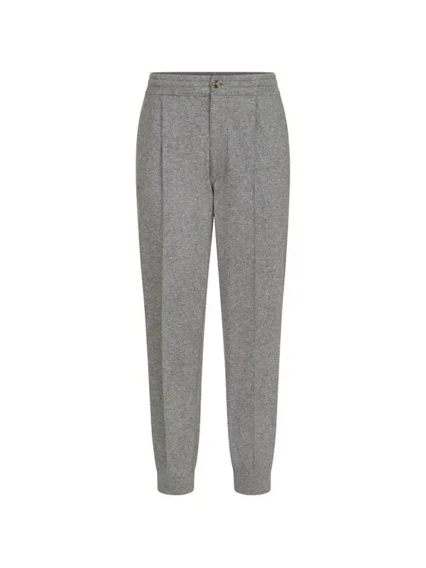 Brunello Cucinelli Cashmere Jersey Trousers With Crête Detail And Elasticated Zipper Cuffs - Grey