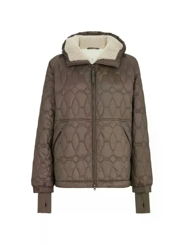 Brunello Cucinelli Water-resistant Matte Nylon Outerwear Jacket With Thermore® Padding, Shearling And Shiny Zipper Pull