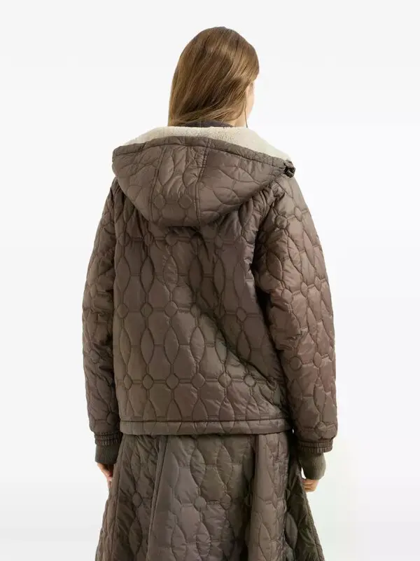 Brunello Cucinelli Water-resistant Matte Nylon Outerwear Jacket With Thermore® Padding, Shearling And Shiny Zipper Pull