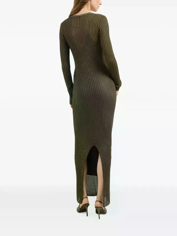 Brunello Cucinelli Sparkling Rib-knit Dress With Precious Collar
