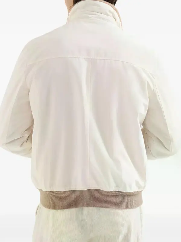 Brunello Cucinelli Bonded Nylon Aviator Jacket With Shearling Lining
