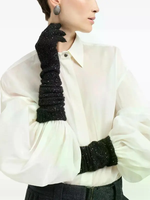 Brunello Cucinelli Sequin-embellished Knitted Gloves