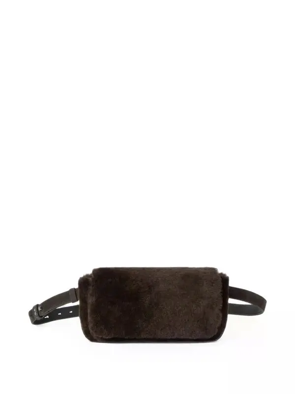 Brunello Cucinelli Explorer Small Belted Bag In Shearling With Precious Chain