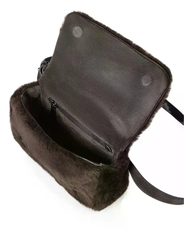 Brunello Cucinelli Explorer Small Belted Bag In Shearling With Precious Chain