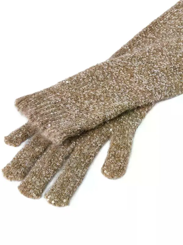 Brunello Cucinelli Sequin-embellished Knit Gloves