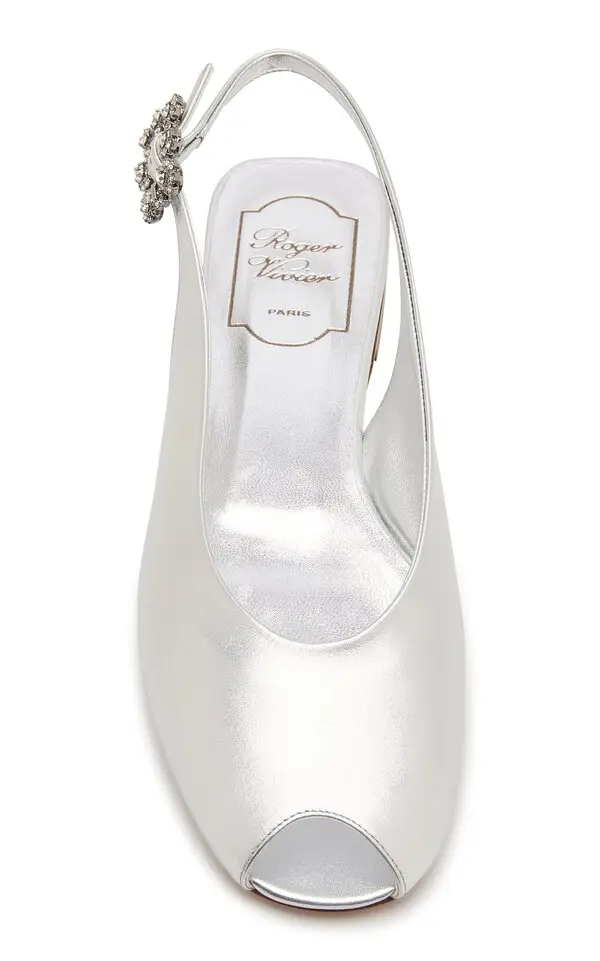 ROGER VIVIER Peeptoe Mini Flower Slingback Pumps