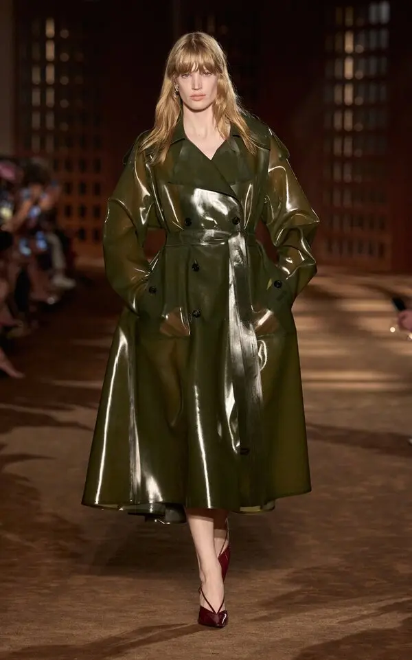 FERRAGAMO Vinyl Trench Coat - Olive