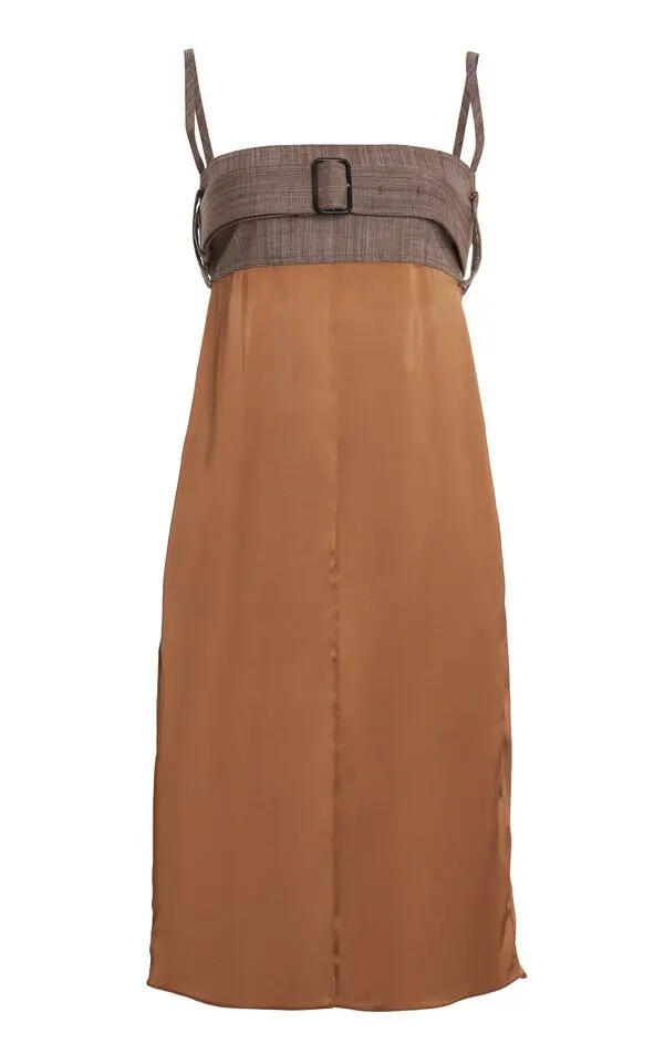 FERRAGAMO Belted Silk Midi Dress