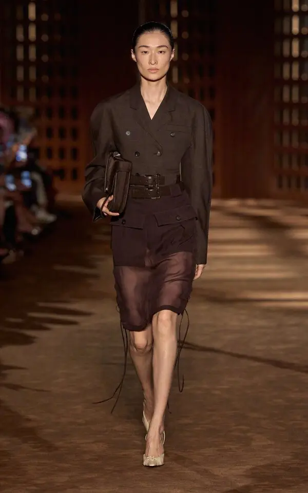 FERRAGAMO Silk Utility Midi Dress - Brown