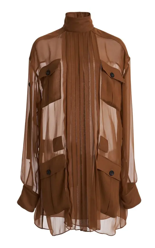 FERRAGAMO Silk Utility Mini Dress - Tan