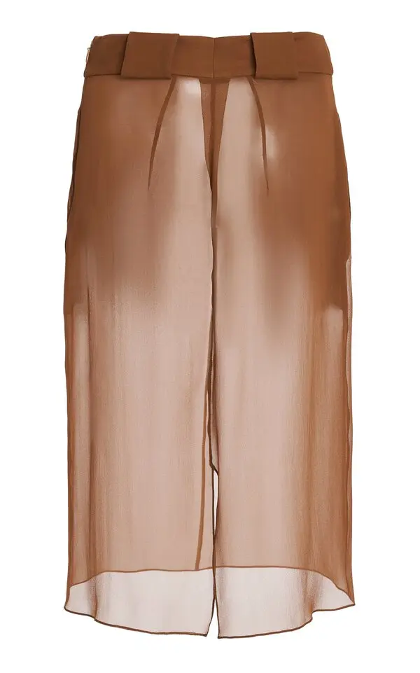 FERRAGAMO Silk Draped Knee Skirt - Tan