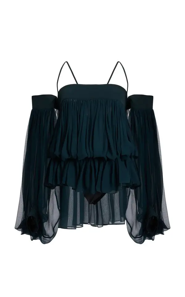 FERRAGAMO Silk Off-the-shoulder Top