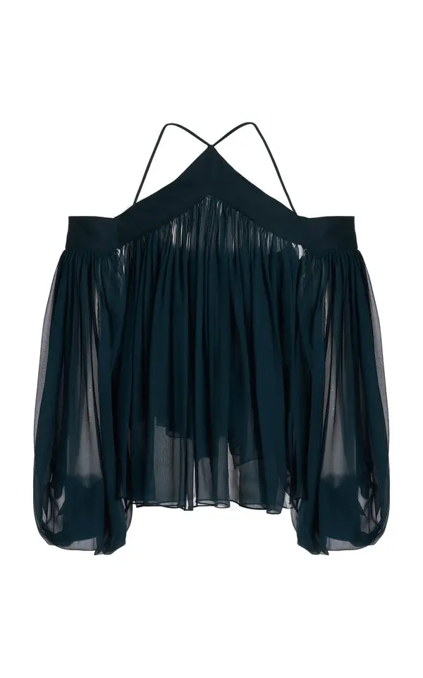 FERRAGAMO Silk Off-the-shoulder Top