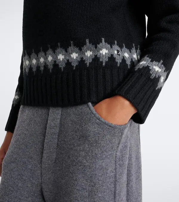 Bogner Ingrid Fair Isle Cashmere Sweater - Black