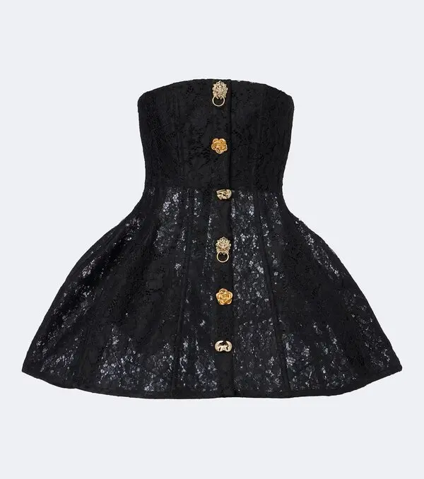 Blumarine Embellished Lace Bustier Dress - Black