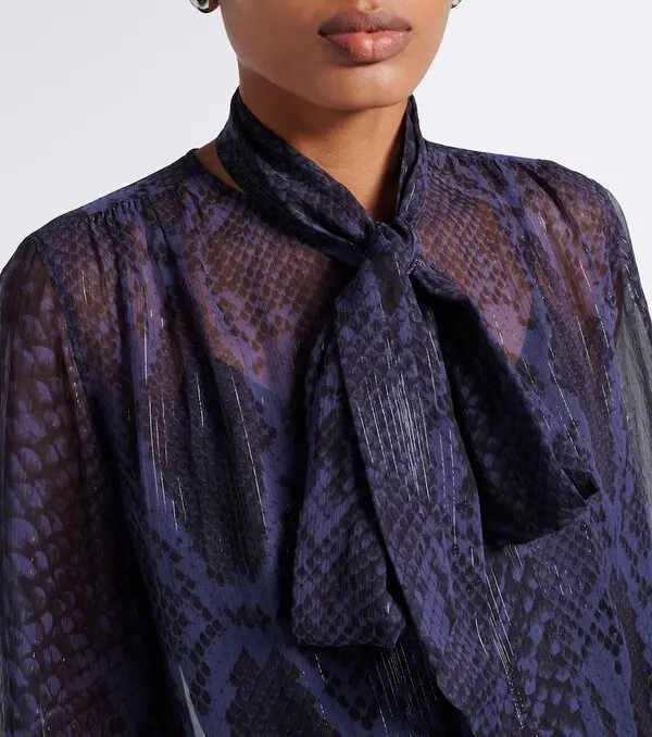 JOSEPH Sally Snake-print Lurex® Chiffon Blouse