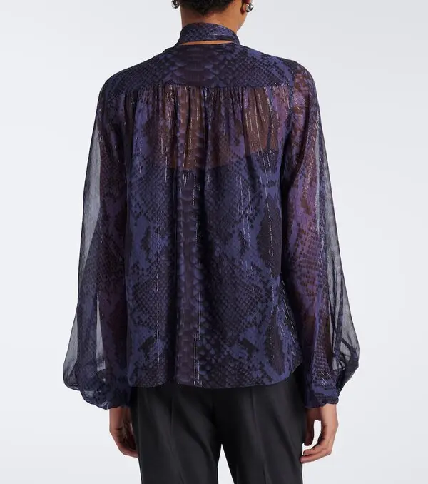 JOSEPH Sally Snake-print Lurex® Chiffon Blouse