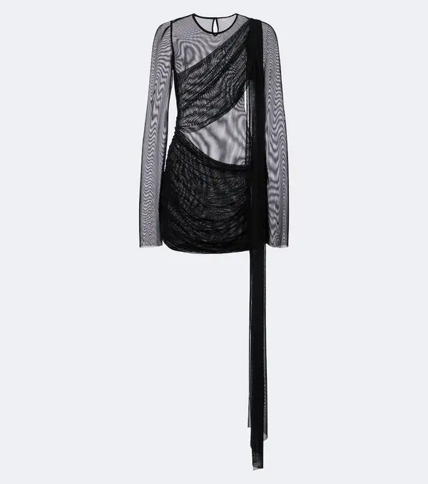 BANANHOT Marissa Draped Sheer Minidress - Black