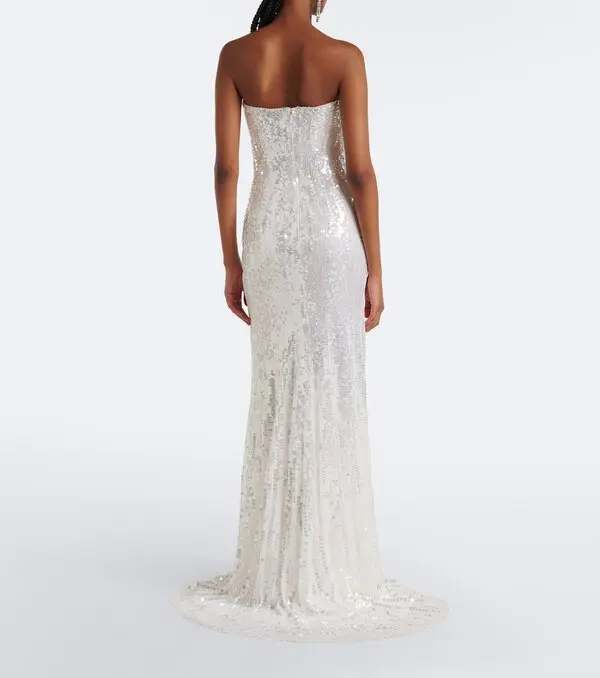 Jenny Packham Floating Heart Sequined Strapless Gown