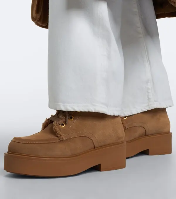 GIANVITO ROSSI Kiso Shearling-trimmed Lace-up Boots