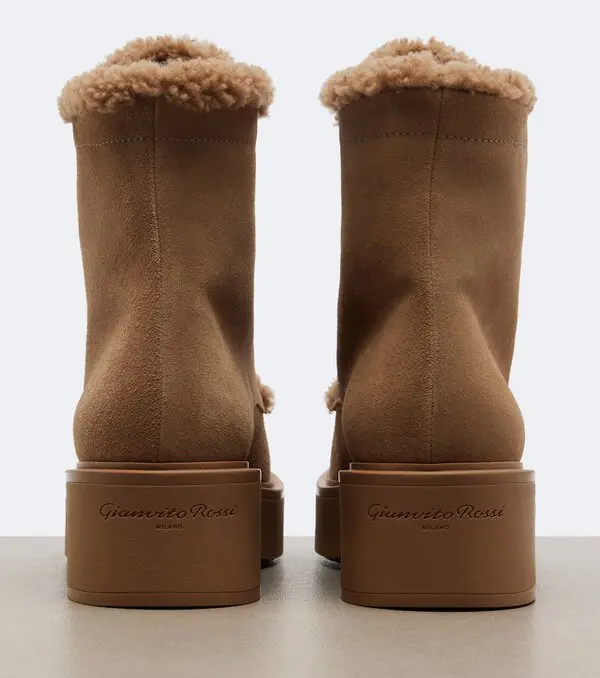 GIANVITO ROSSI Kiso Shearling-trimmed Lace-up Boots
