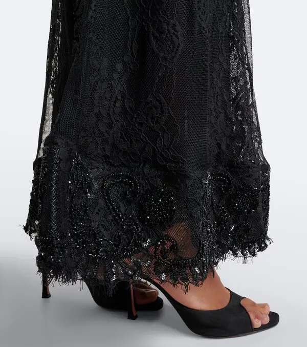 Blumarine Embellished Off-shoulder Lace Gown