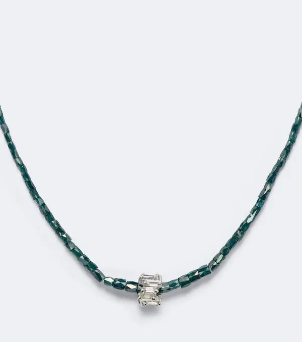 SUZANNE KALAN Infinite 18kt Gold Beaded Necklace With Diamonds - Blue