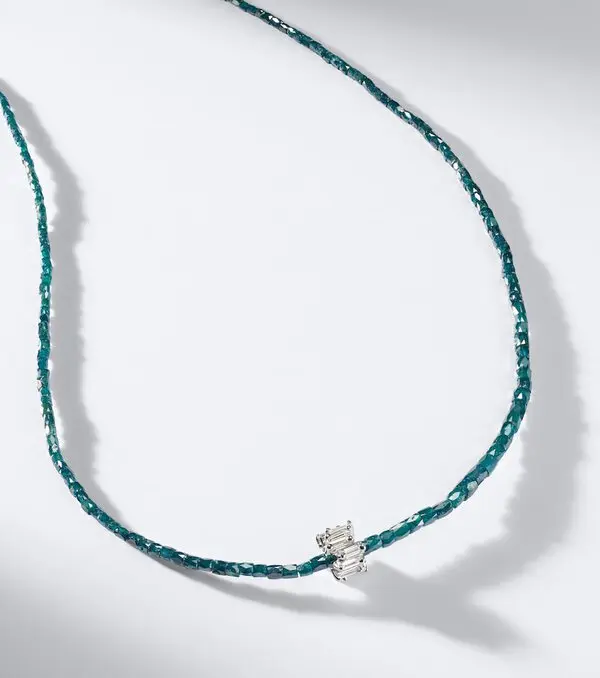 SUZANNE KALAN Infinite 18kt Gold Beaded Necklace With Diamonds - Blue