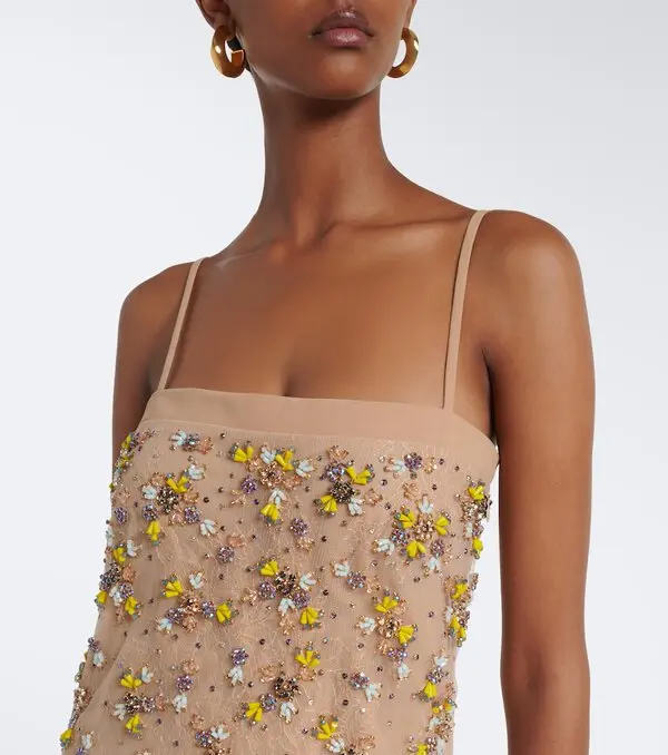 Costarellos Embellished Lace-trimmed Cocktail Dress