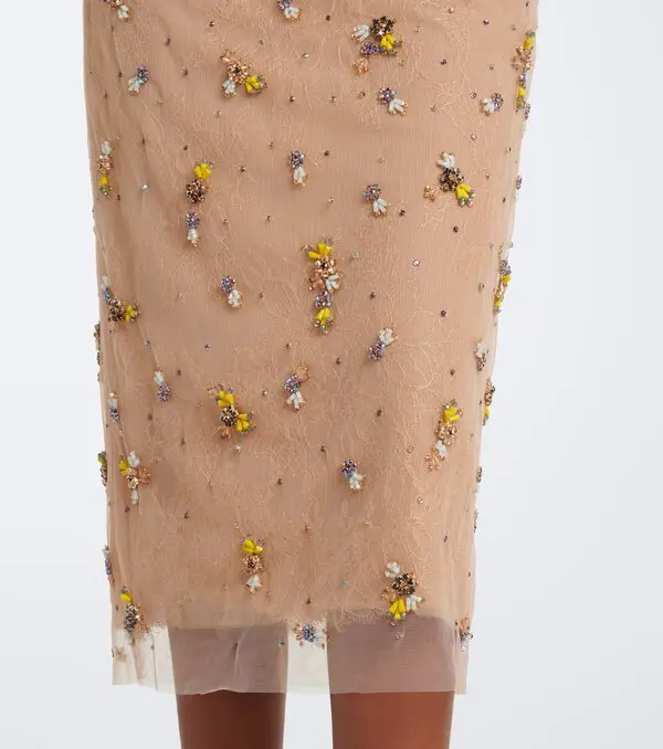 Costarellos Embellished Lace-trimmed Cocktail Dress