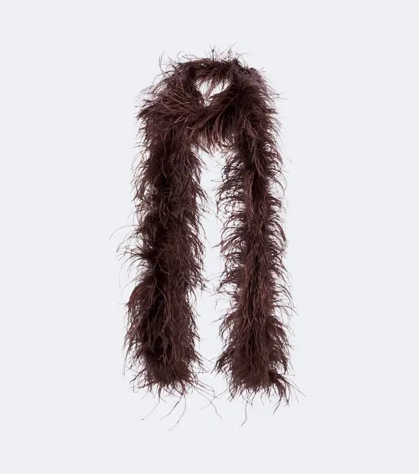 THE NEW ARRIVALS ILKYAZ OZEL Ilkyaz Feather Scarf - Brown