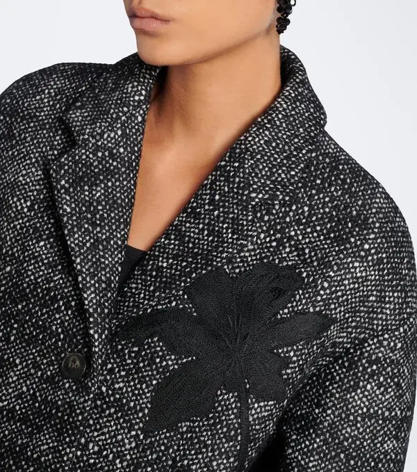 Erdem Cropped Embroidered Wool-blend Jacket