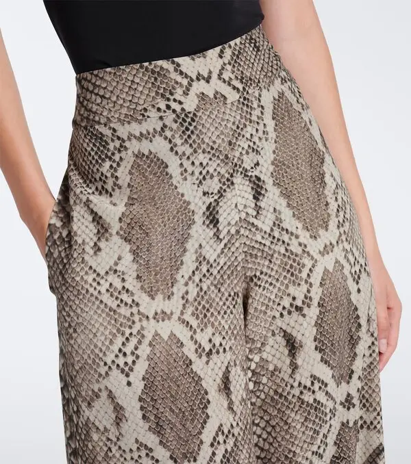 JOSEPH Rita Snake-print Satin Twill Wide-leg Pants